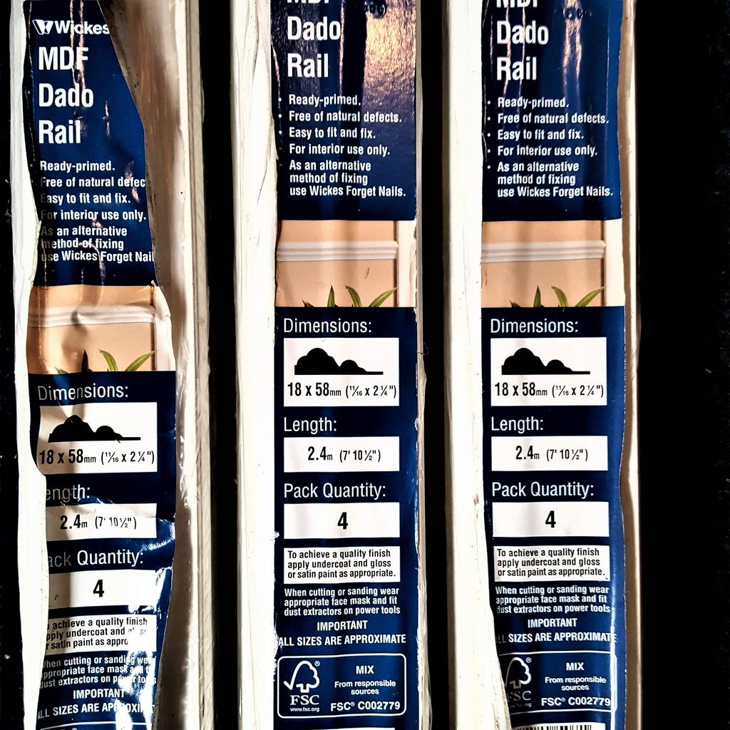 3 x Wickes Pre Primed MDF Dado Rail - Pack 4 in Harborough for £34.00 ...