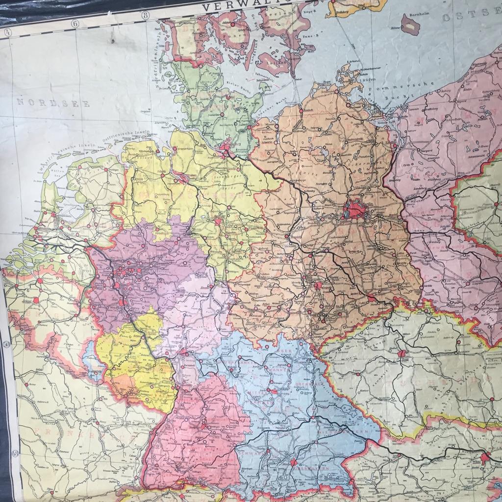 Schulwand-/Landkarte Deutsches Reich 1937 in 82229 Seefeld für € 60,00 ...