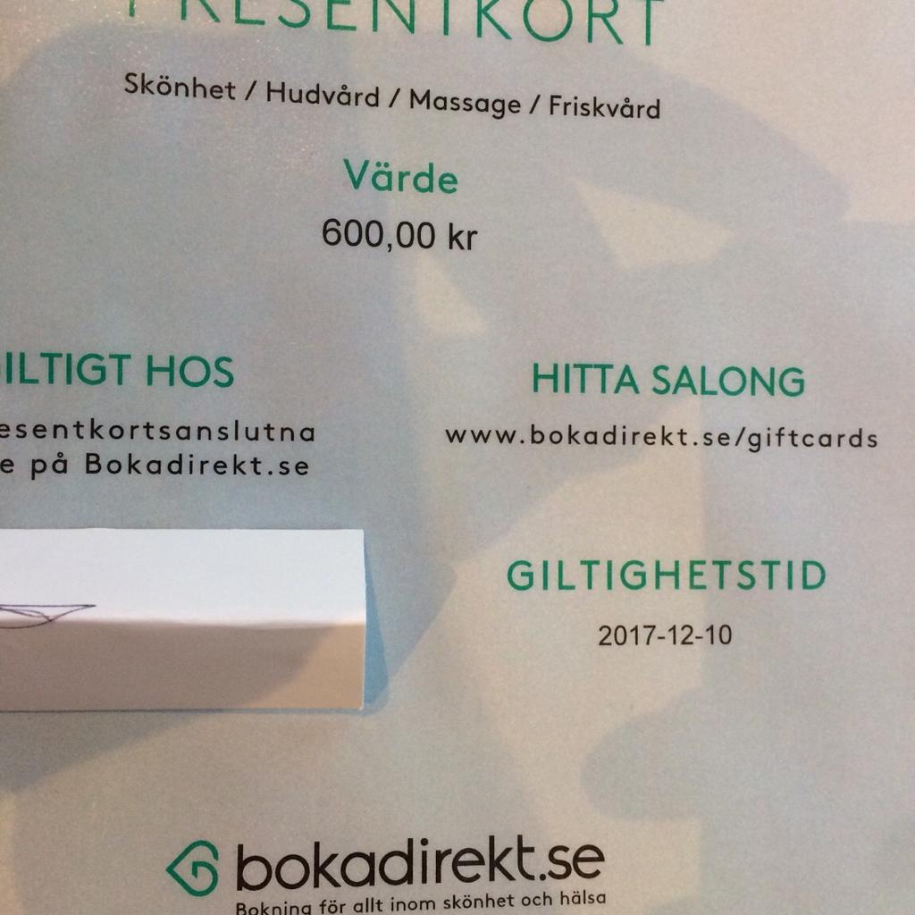 Presentkort 600kr hos bokadirekt.se in 174 60 Sundbyberg for SEK 500.00 ...