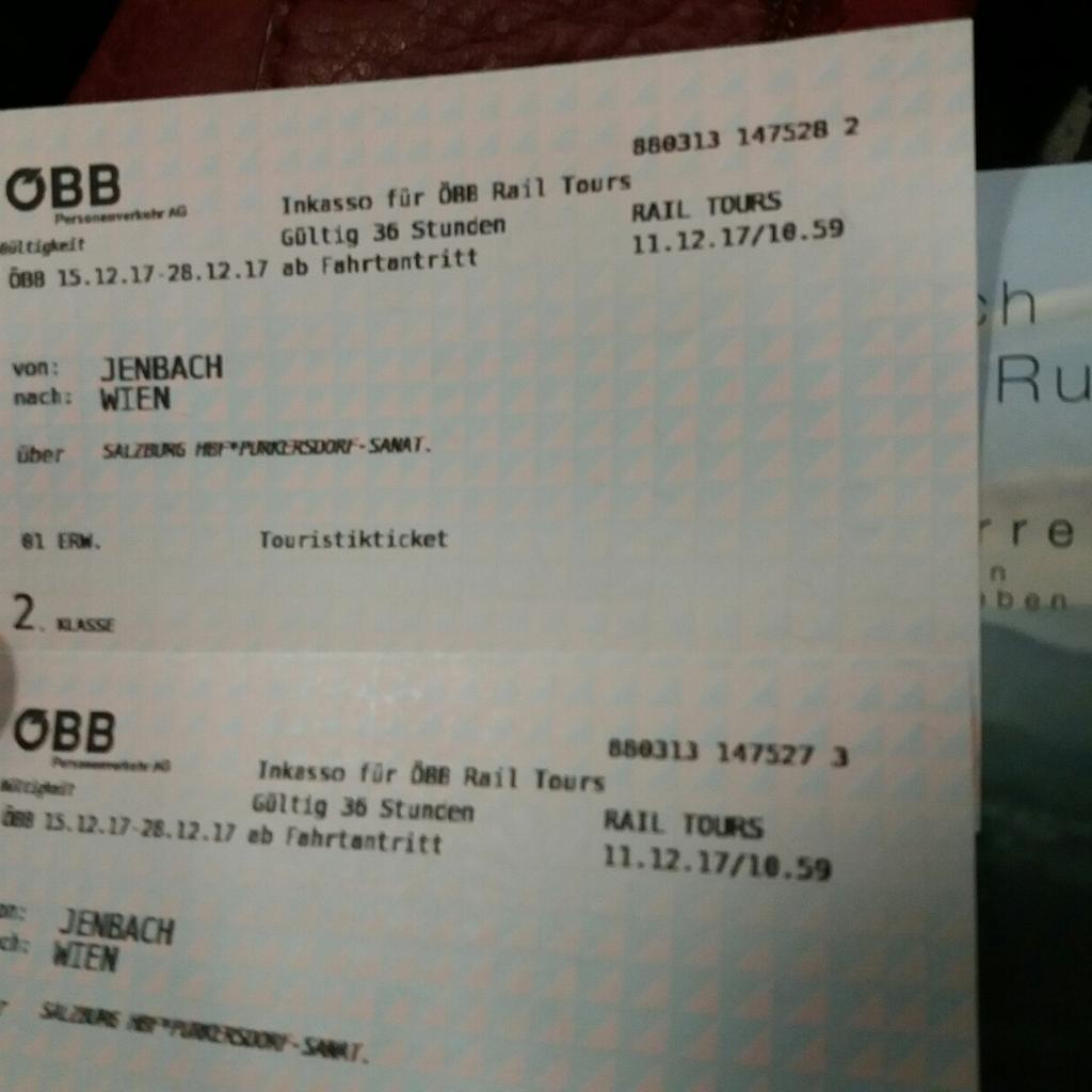 ÖBB Ticket 2 Stk. in 6215 Achenkirch für 80,00 € zum Verkauf | Shpock DE