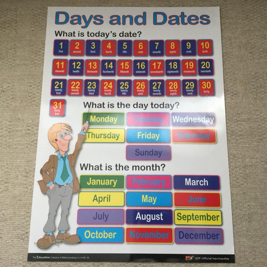 Days and Dates Laminated Wall Chart in NP20 Newport für £ 0,50 zum ...