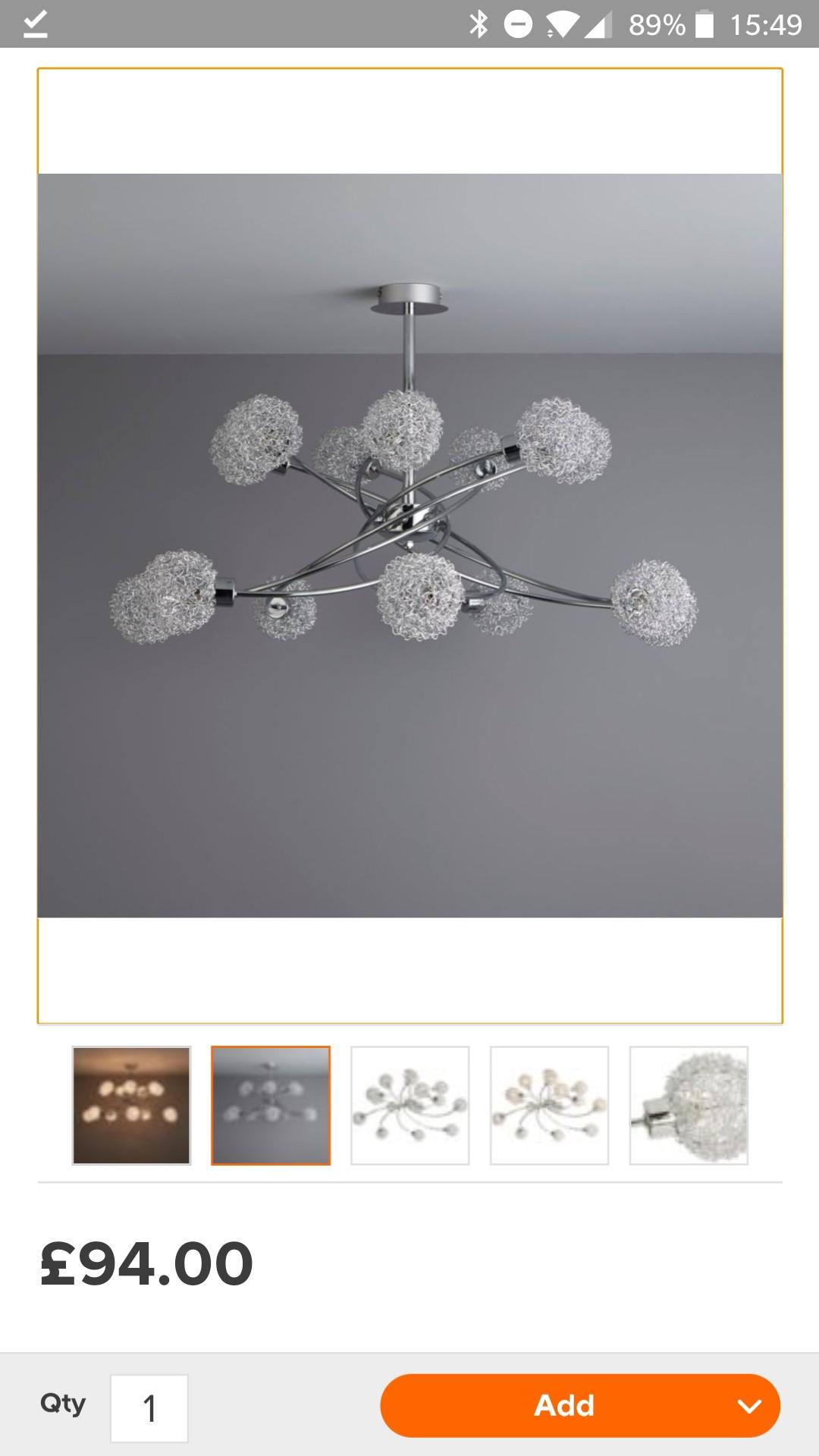 CAELUS CHROME EFFECT 14 LAMP CEILING LIGHT in DY2 Dudley für 50,00 ...
