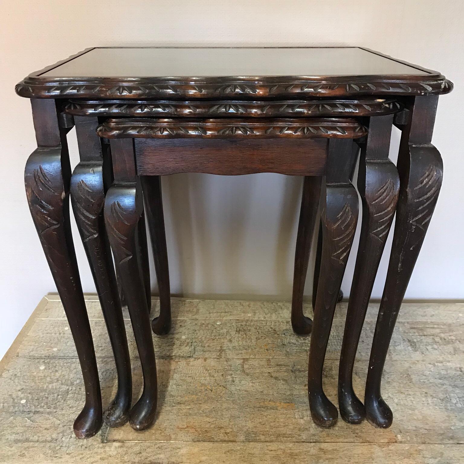 Mahogany Glass Top Nest of Side Tables in South Holland for £20.00 for ...