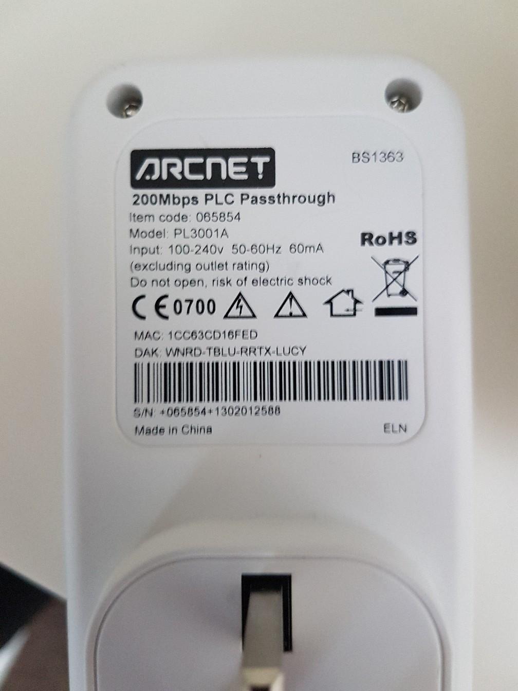 Arcnet powerline networking adapter PL3001A in RM15 Aveley für 28,00 ...