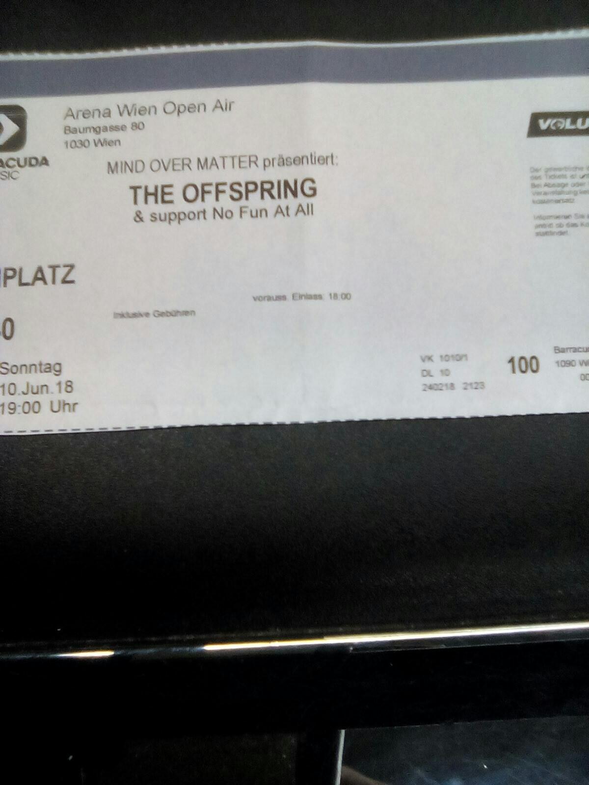 The Offspring Ticket - Arena Wien Open Air in 1150 Vienna für 90,00 ...