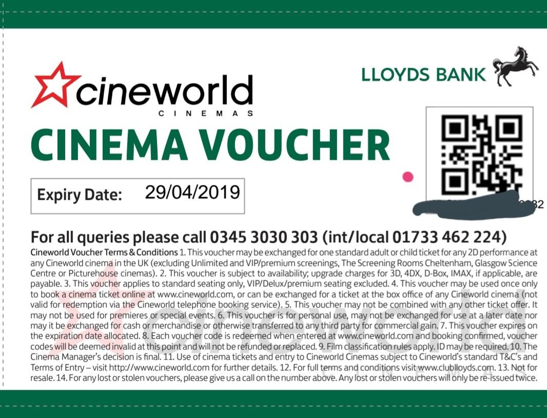 Cineworld ticket voucher in SW19 Merton for £7.00 for sale | Shpock
