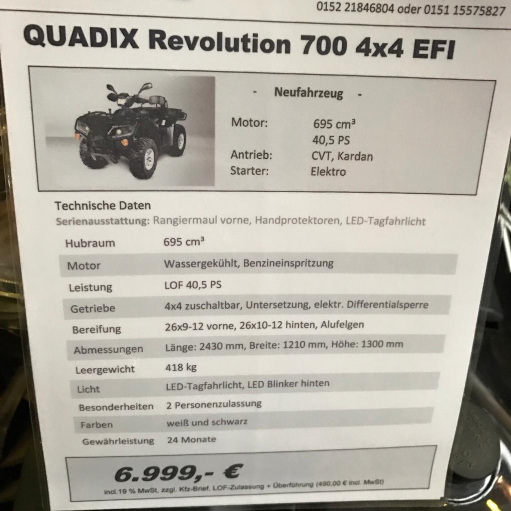ATV Quad Quadix Revolution 700 Linhai 700ccm in 30449 Hannover für 4. ...