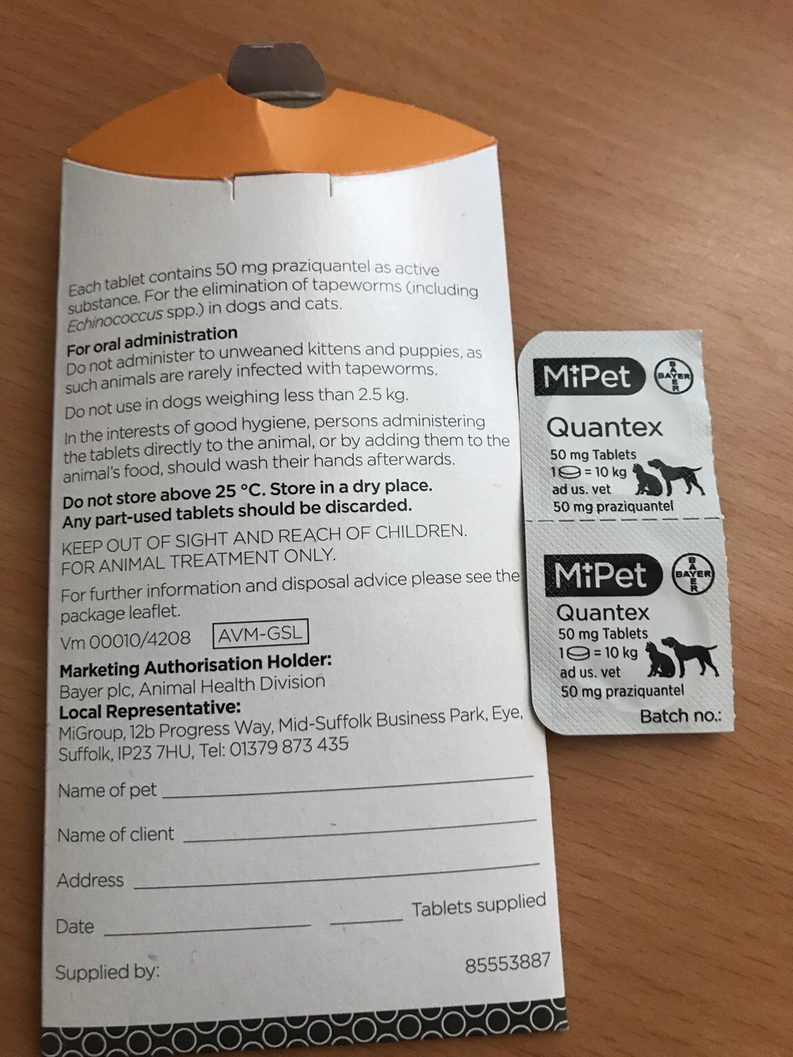 Quantex 50mg Tablets Praziquantel in RH8 Tandridge für 3,00 £ zum ...