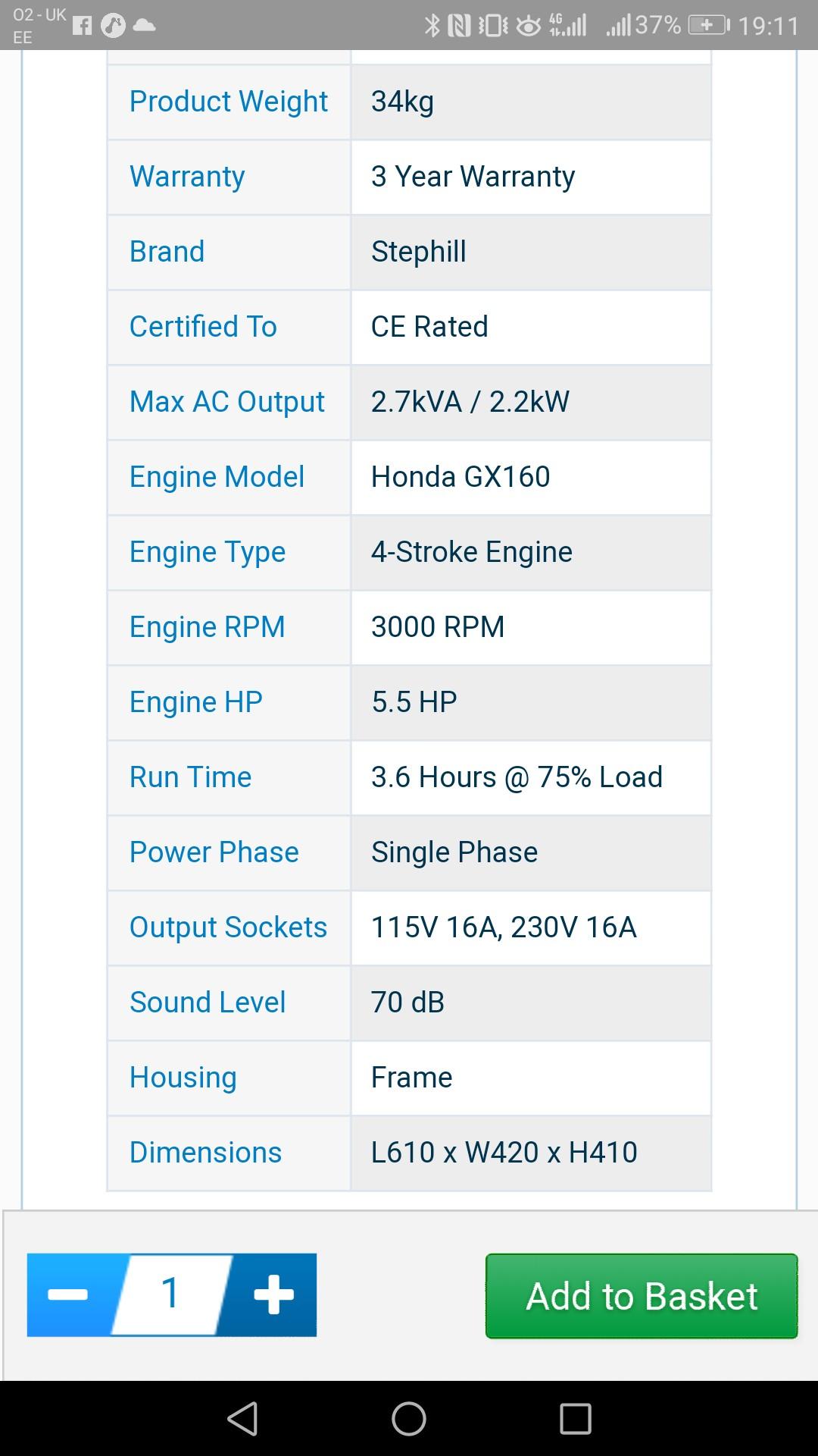 Honda GX160 Petrol Generator in RM12 London für 275,00 £ zum Verkauf ...