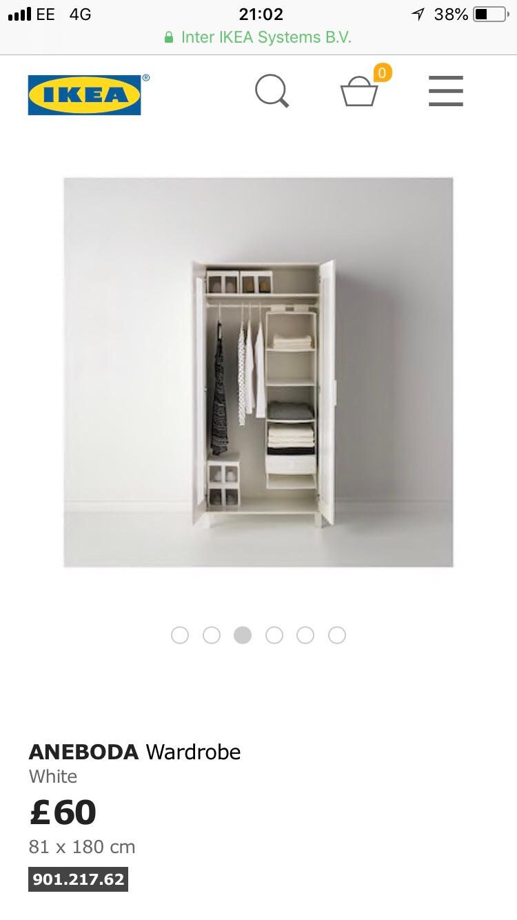 Ikea Aneboda Wardrobe White 81 x 180cm USED in E2 Hamlets für 25,00 ...