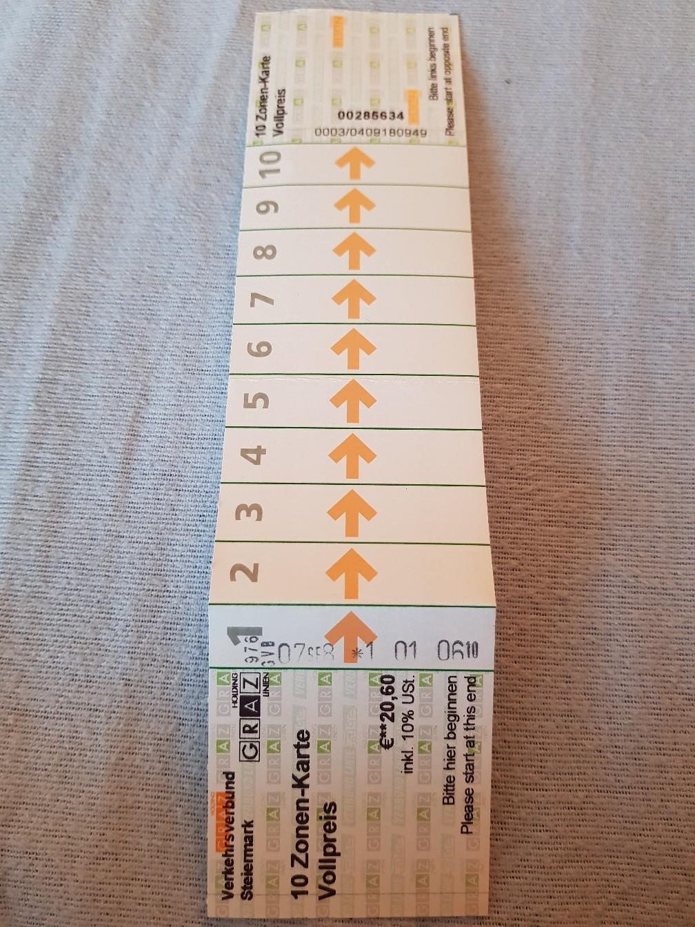 10er Block Karte für Graz Zone 101 in 8074 Raaba-Grambach für 12,00 ...