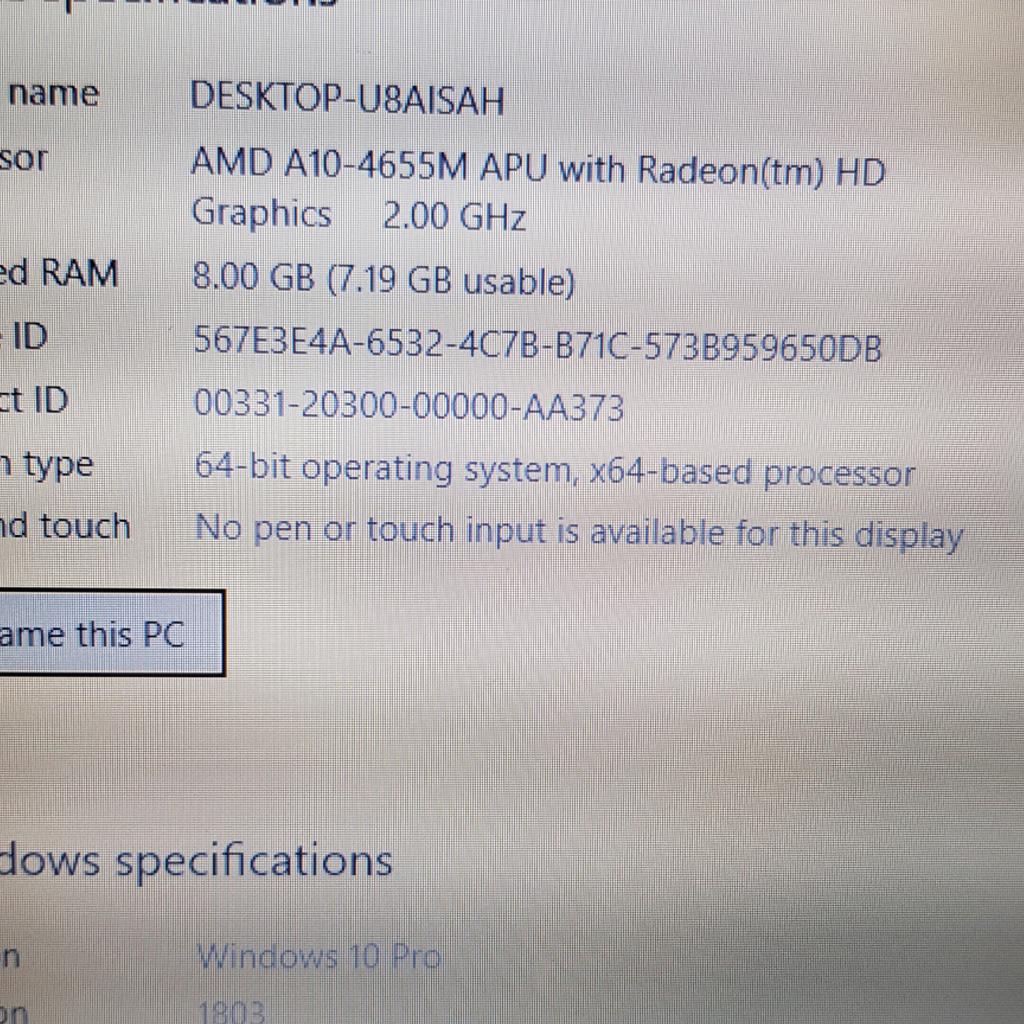 HP 15 - P264na laptop AMD A10 8GB 240GB SSD in B67 Sandwell für 200,00 ...