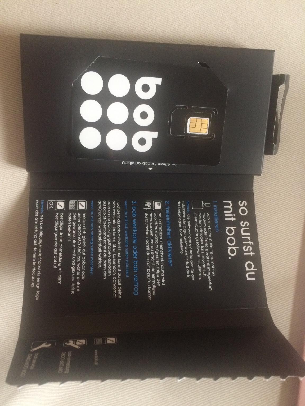 Prepaid-Internet Simkarte - bob in 8010 Graz für 10,00 € zum Verkauf ...