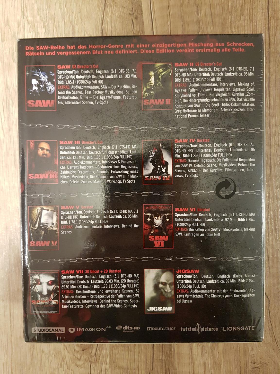 SAW 1-8 Collection Box Uncut Blu Ray DVD in 04916 Herzberg (Elster) für ...