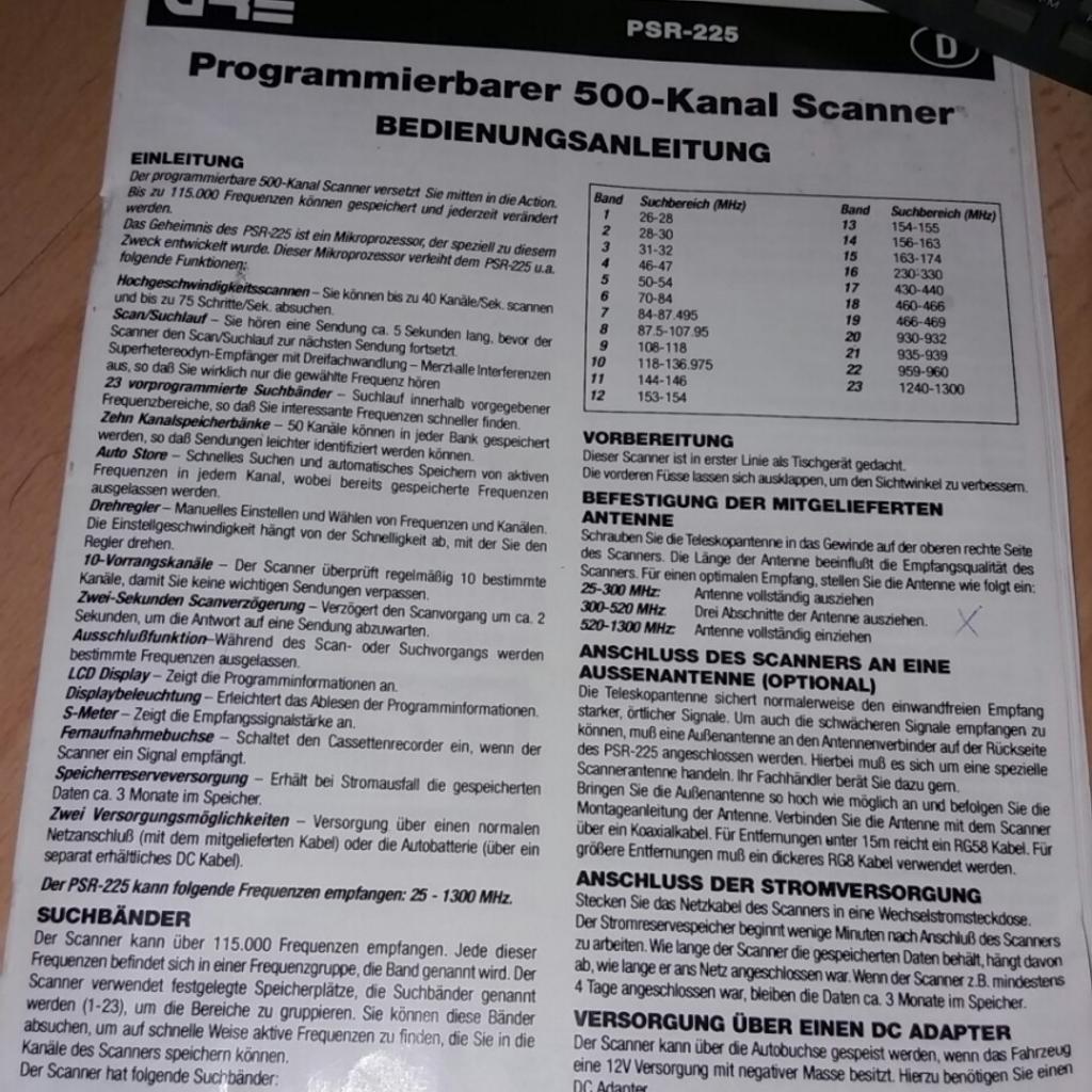 GRE PSR-225 Scanner in 22309 Steilshoop für € 150,00 zum Verkauf ...
