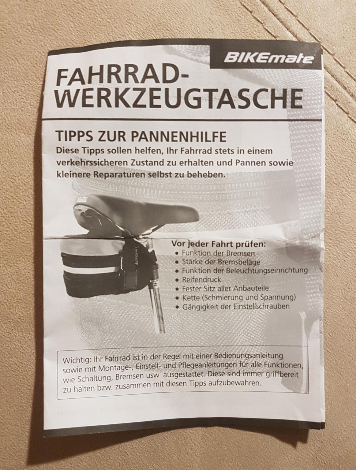 Fahrrad-Werkzeug-Tasche, BIKEMATE in 85757 Karlsfeld für 6,00 € zum ...