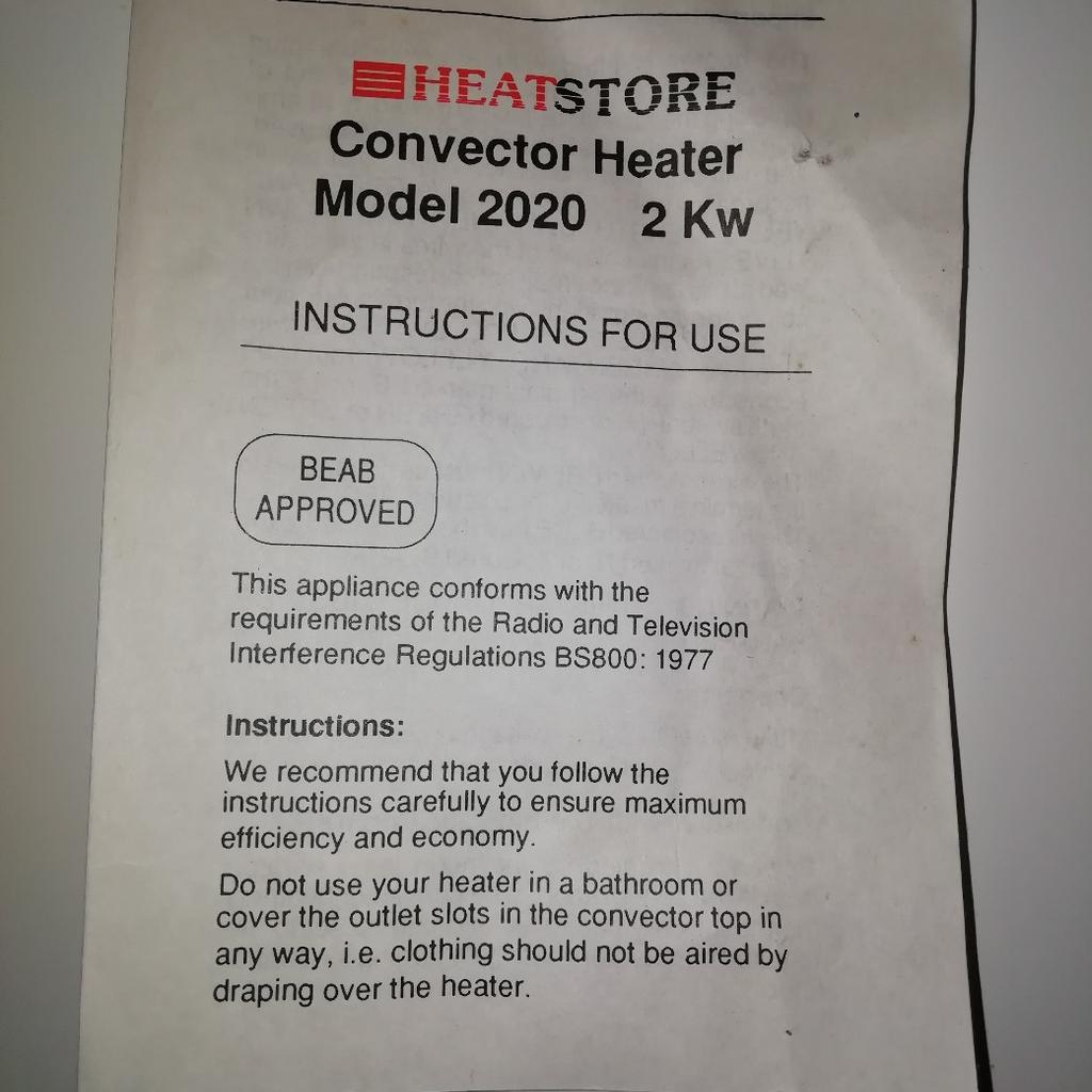 Heatstore 2KW electric heater. in Rotherham für £ 5,00 zum Verkauf ...