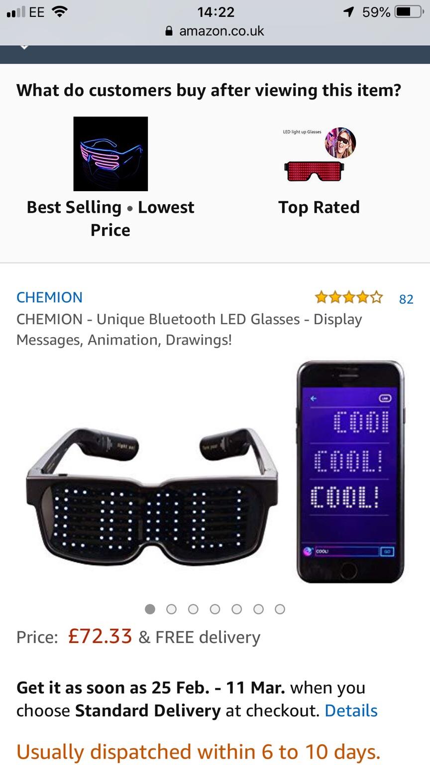 Chemion Bluetooth LED Glasses in NG10 Erewash für 35,00 £ zum Verkauf ...