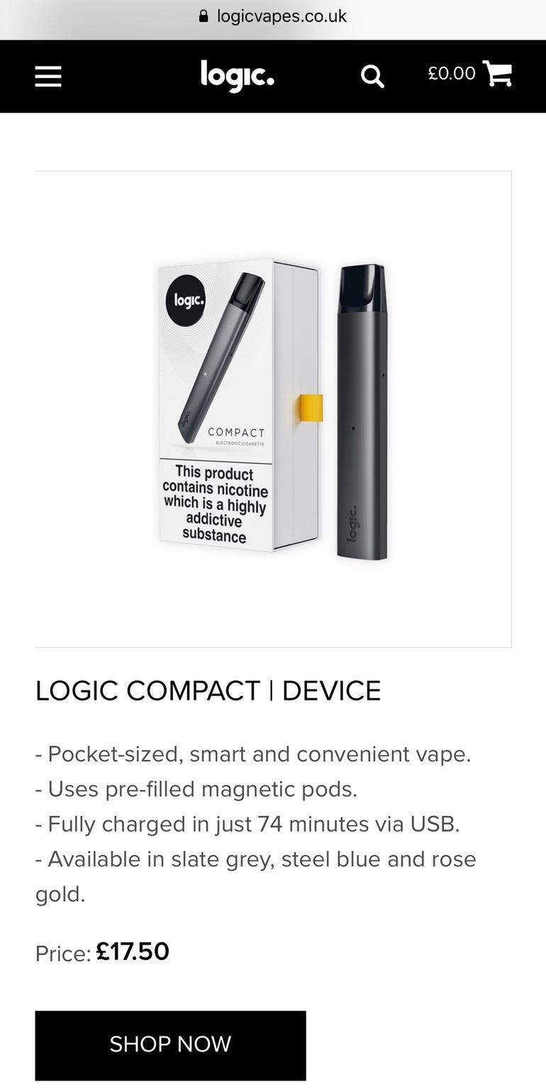 Logic. Compact vape e cig in EC2V für £ 10,00 zum Verkauf | Shpock AT