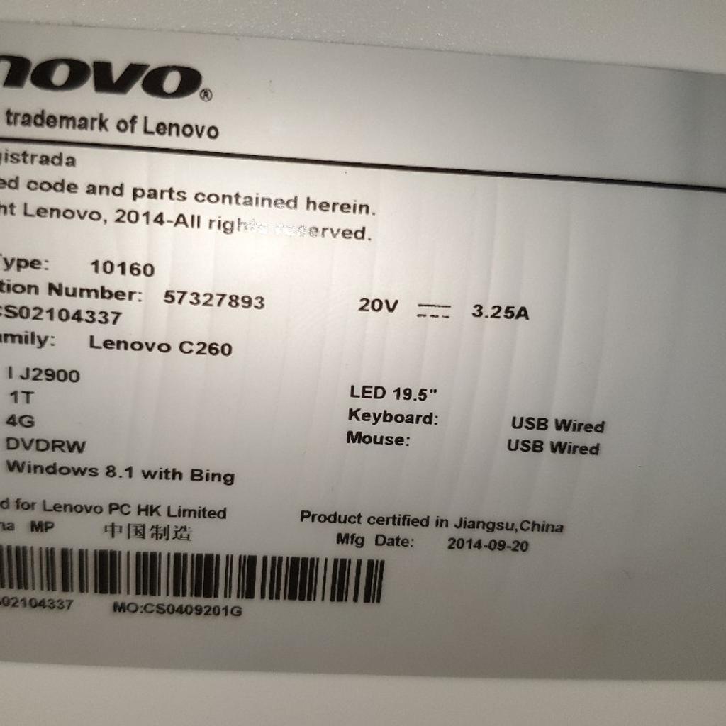 Lenovo 10160 all in one PC in B31 Birmingham for £94.00 for sale | Shpock