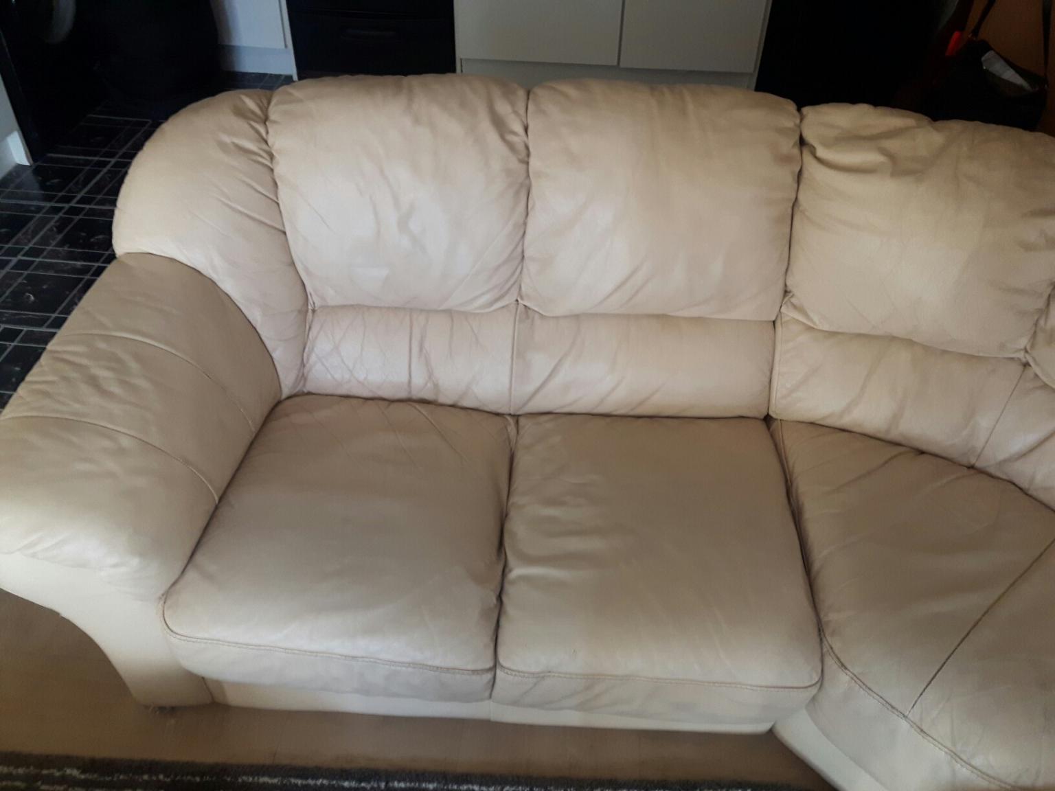 cream real leather corner sofa in CR0 Croydon für £ 100,00 zum Verkauf ...