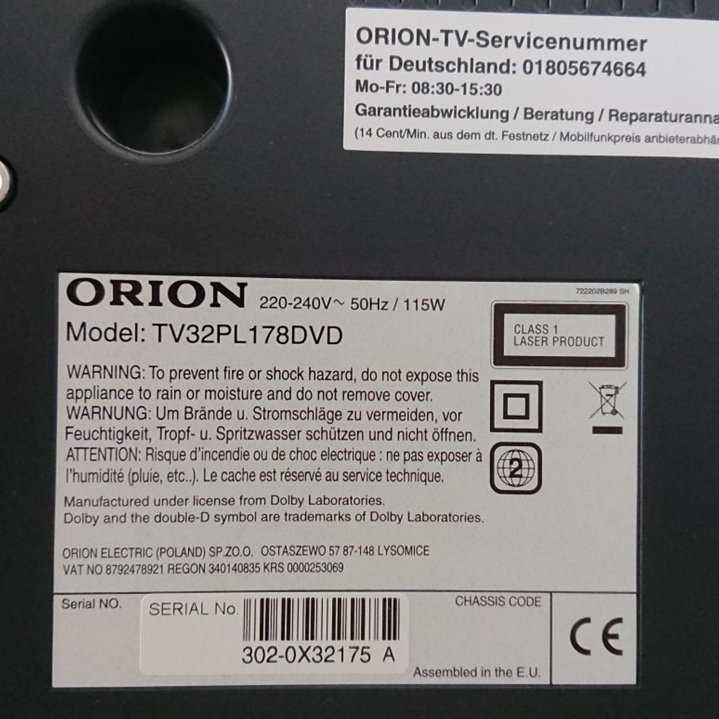 ORION TV 80 cm (32“) LED-TV mit DVD-Player in 6800 Feldkirch für 45,00 ...