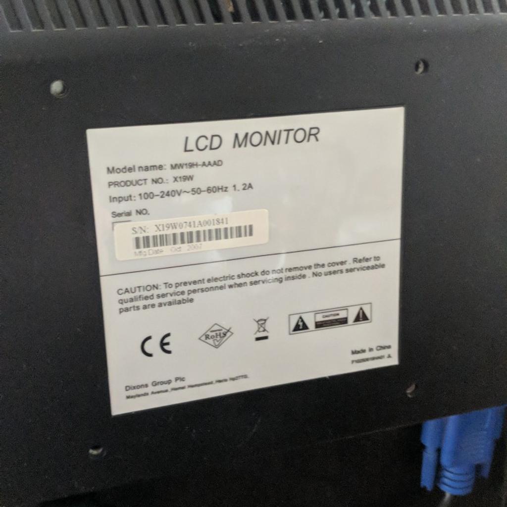 19 inch LCD monitor for PC - computer screen in SW2 Lambeth for £25.00 ...