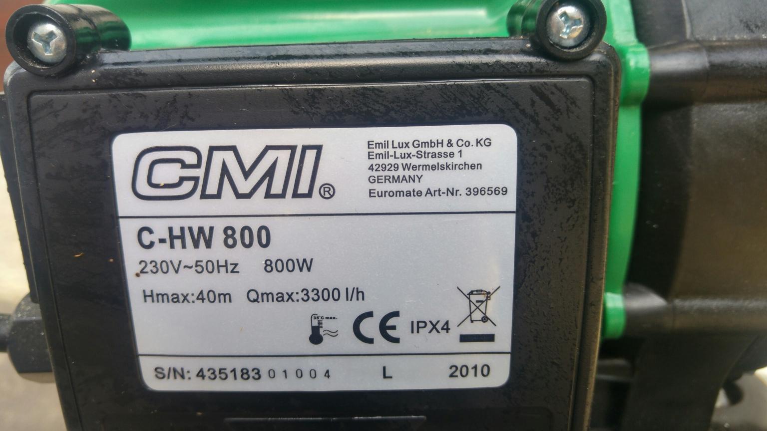 CMI Hauswasserwerk C-HW 800 mit Mängel in 74360 Schozach for €10.00 for ...