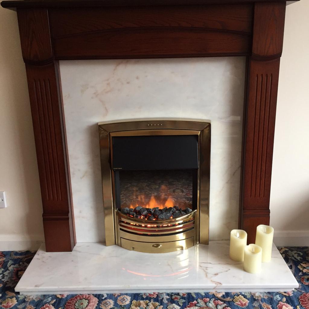 Electric fire,Marble hearth and mahogany surr in DE55 Derbyshire for £ ...