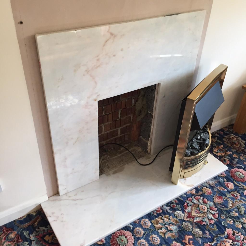 Electric fire,Marble hearth and mahogany surr in DE55 Derbyshire for £ ...