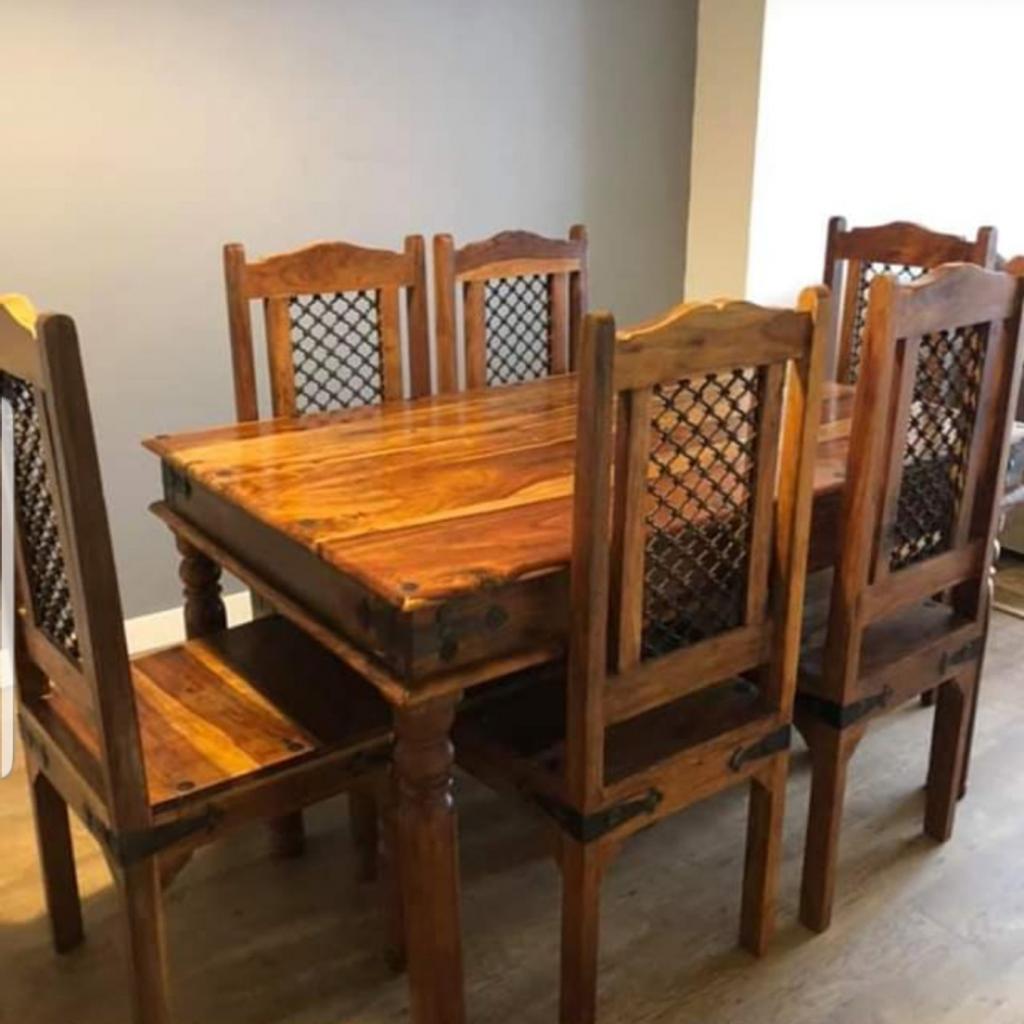 Rustic Jali Sheesham Dining Table and Chairs in East Staffordshire for ...