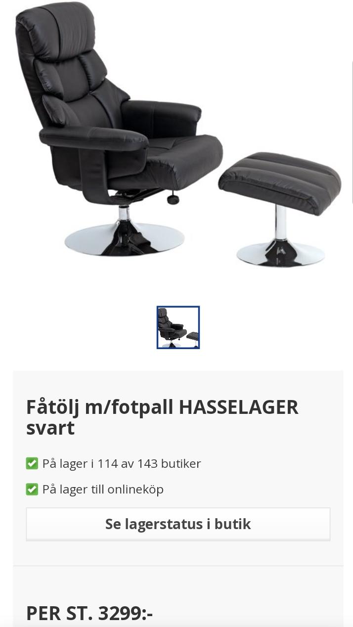 (2 st.) Fåtöljer. Modell: Hasselager (Svart) in 18165 Brevik for SEK ...