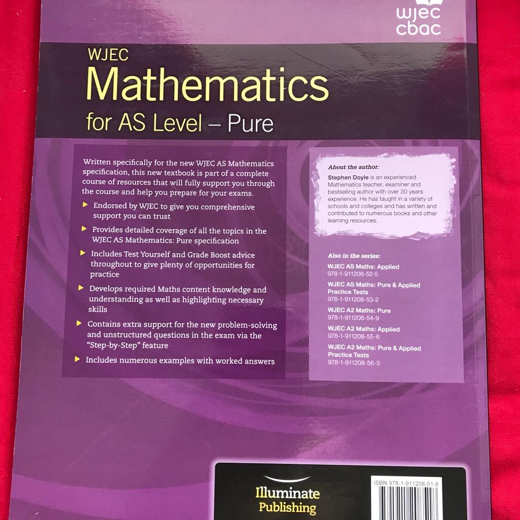 WJEC AS Maths Pure Text Book in CF Cardiff for £10.00 for sale | Shpock