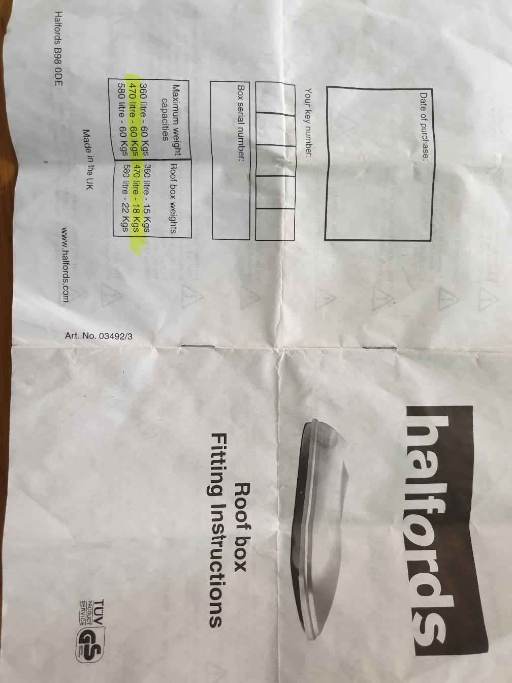 Halfords 470 L roof box in NE26 Tyneside for £75.00 for sale | Shpock