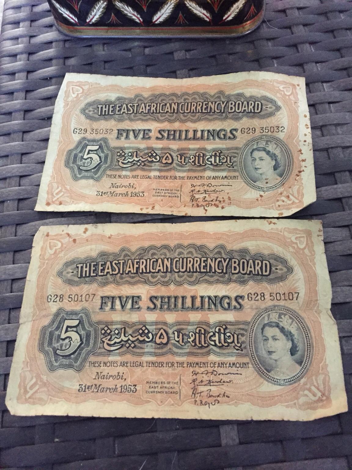 East African board 5 shilling notes rare in HU9 Hull für 45,00 £ zum ...