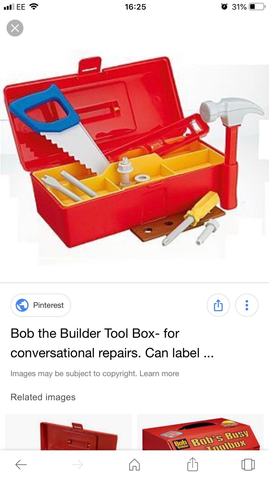 Bob the Builder workbench, tool box and belt in ST17 Stafford for £10. ...