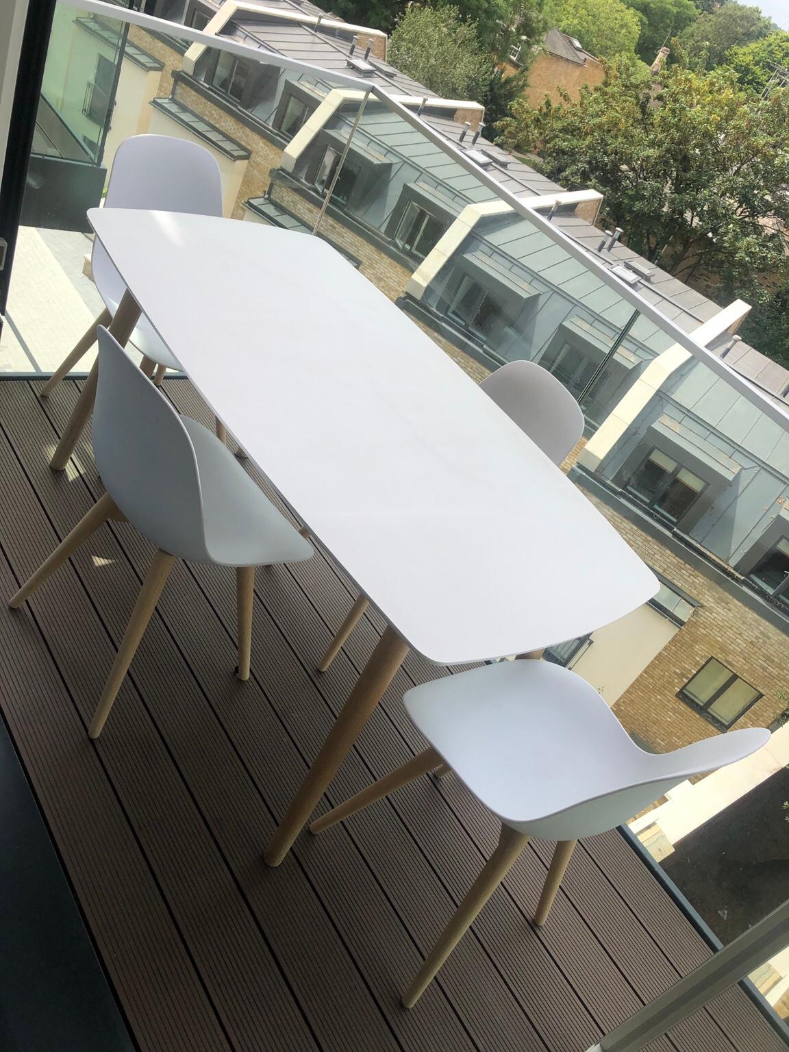 Dining Table 4 Chairs White with Wood Frame in SW6 Fulham for £200.00 ...