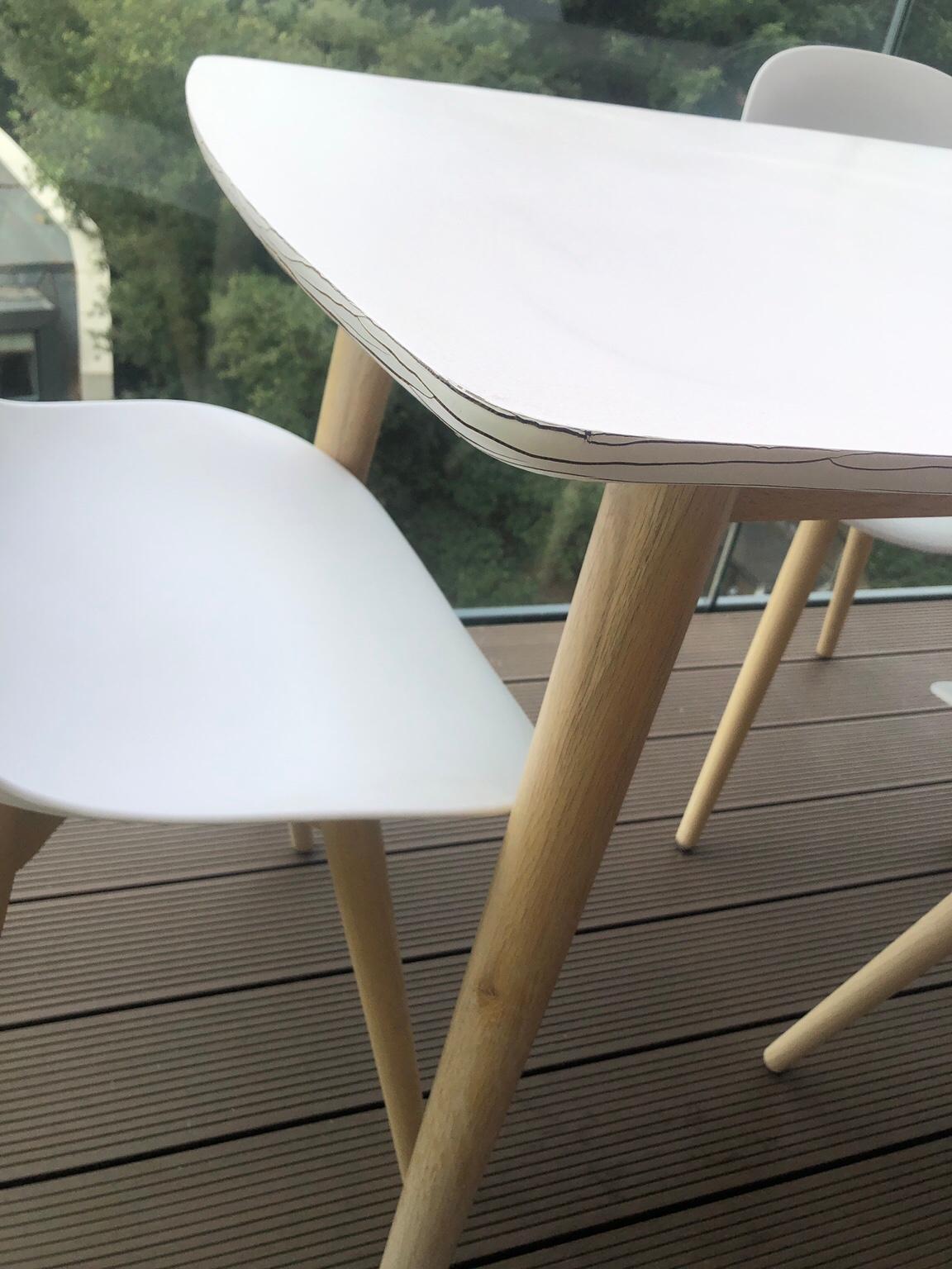 Dining Table 4 Chairs White with Wood Frame in SW6 Fulham for £200.00 ...