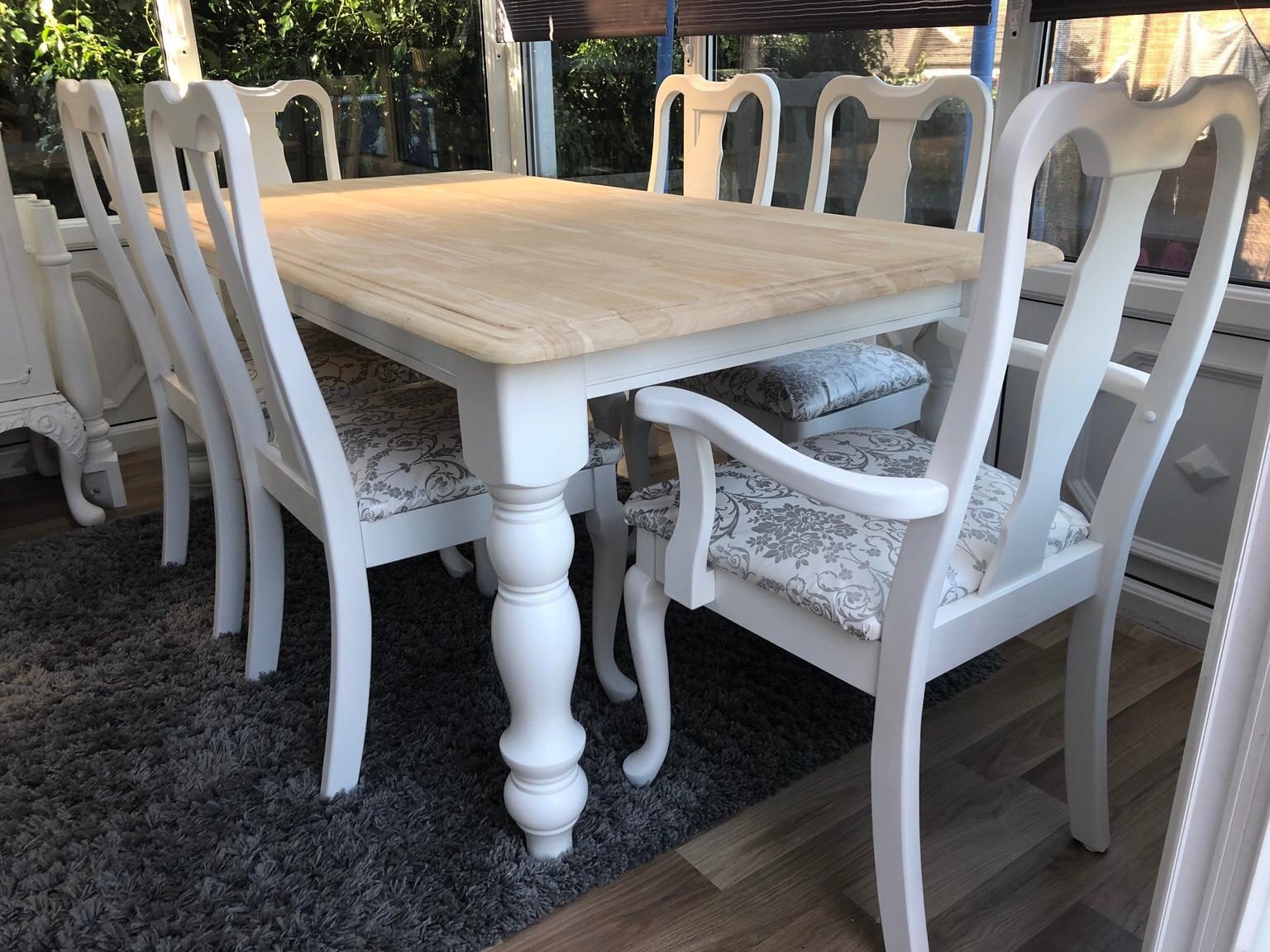 6ft Shabby Chic Oak Table and 6 Chairs in NG19 Nottinghamshire für 399 ...