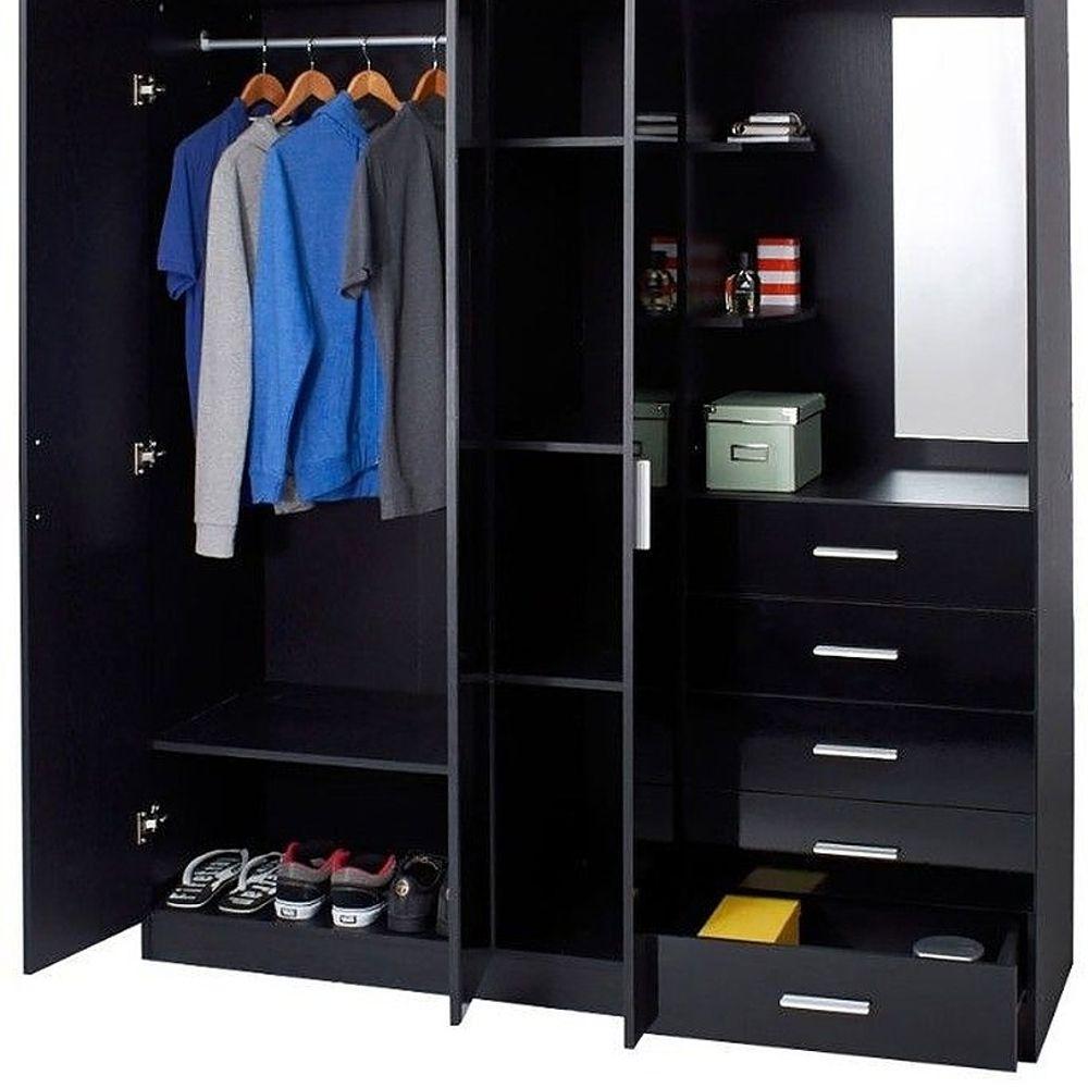 High Gloss Mirrored Wardrobe Combi Unit Black in M350BN Failsworth for ...