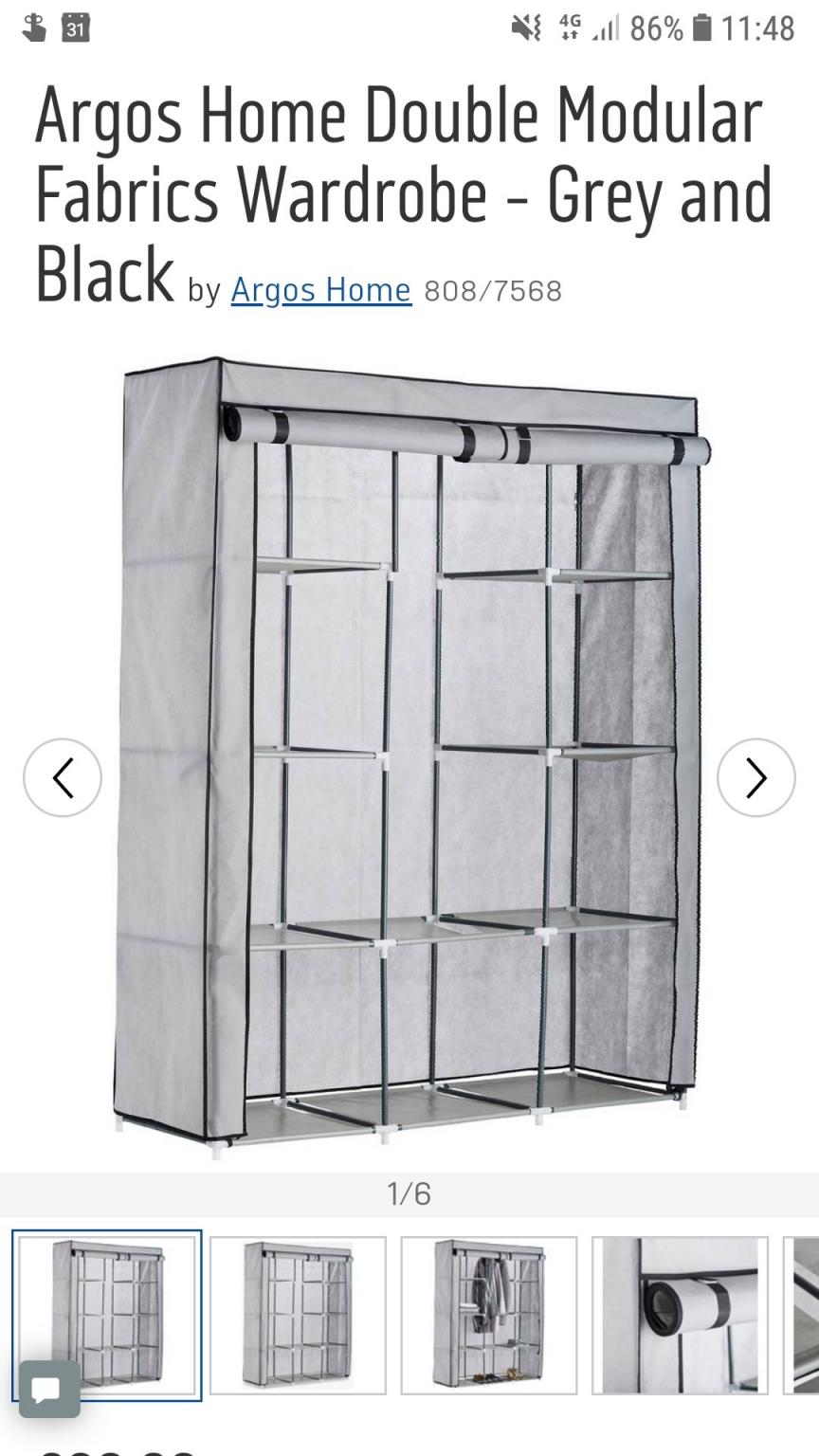 Argos Modular Metal Frame Fabric Wardrobe in SE15 London für £ 5,00 zum ...