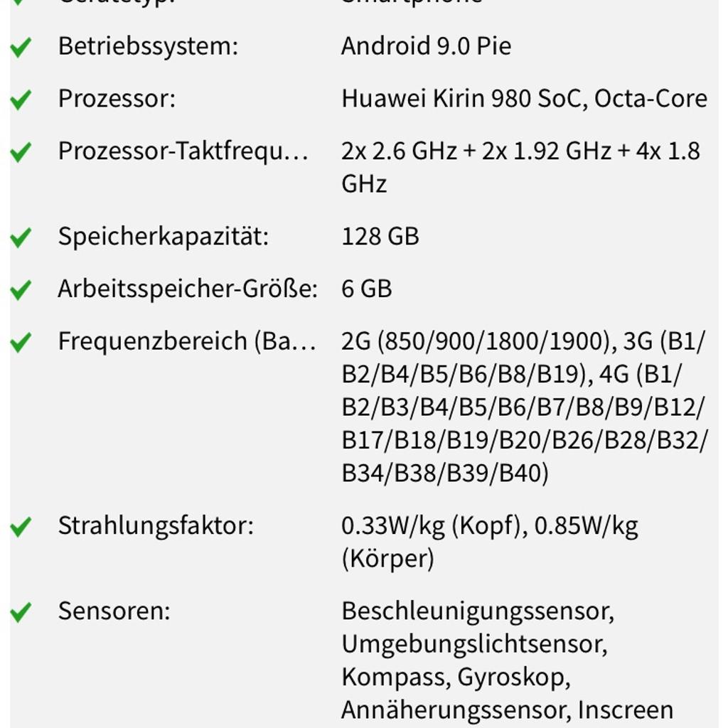 Huawei P30 LTE 128GB Schwarz A1 sim lock in 2500 Gemeinde Baden für € ...