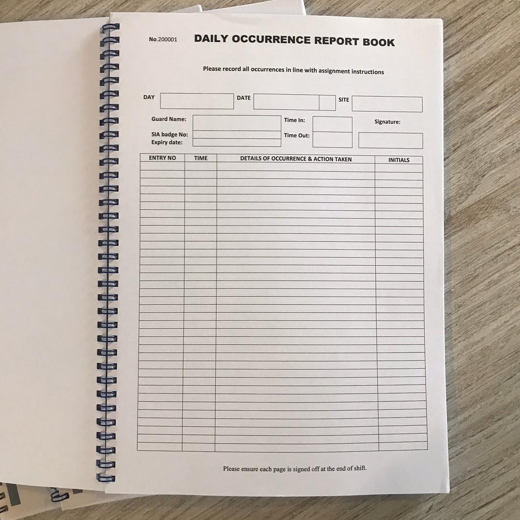 Daily Occurrence Record Securtiy books 120pg in Frome St Quintin für 12 ...