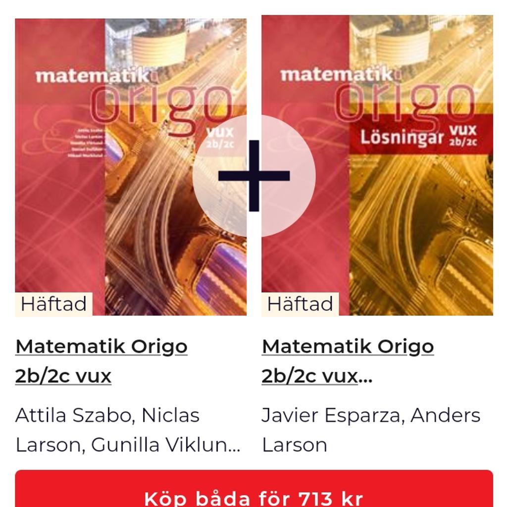 Matematik Origo Vux 2b/2c räknebok+lösningar in 412 55 Göteborg für 525 ...