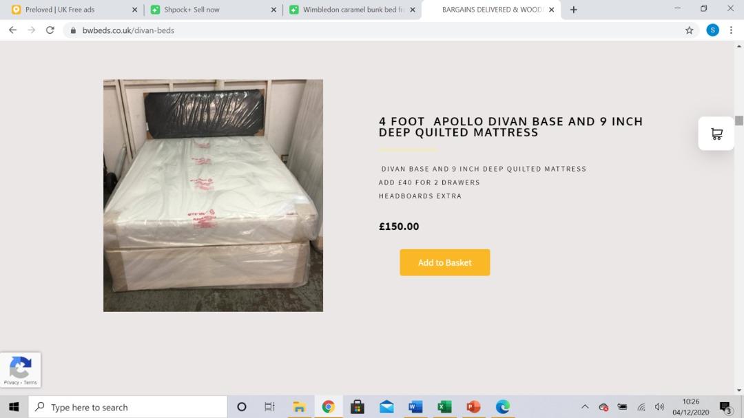 4 foot apollo base and mattress in S62 Parkgate for £150.00 for sale ...