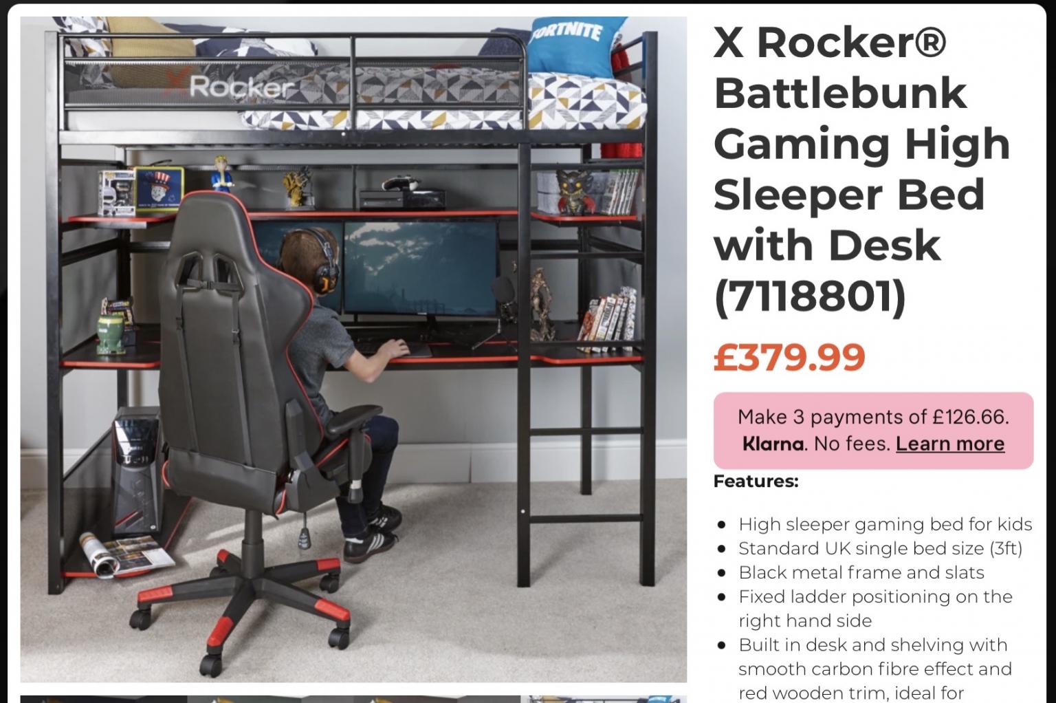 Xrocker gaming bunk bed- black and red (used) in UB1 London for £230.00 ...