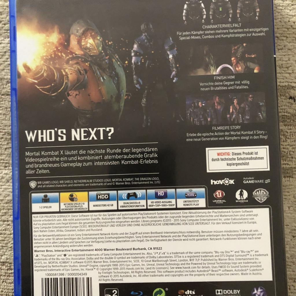 PS4 Mortal Kombat X in 76646 Bruchsal für € 5,00 zum Verkauf | Shpock AT