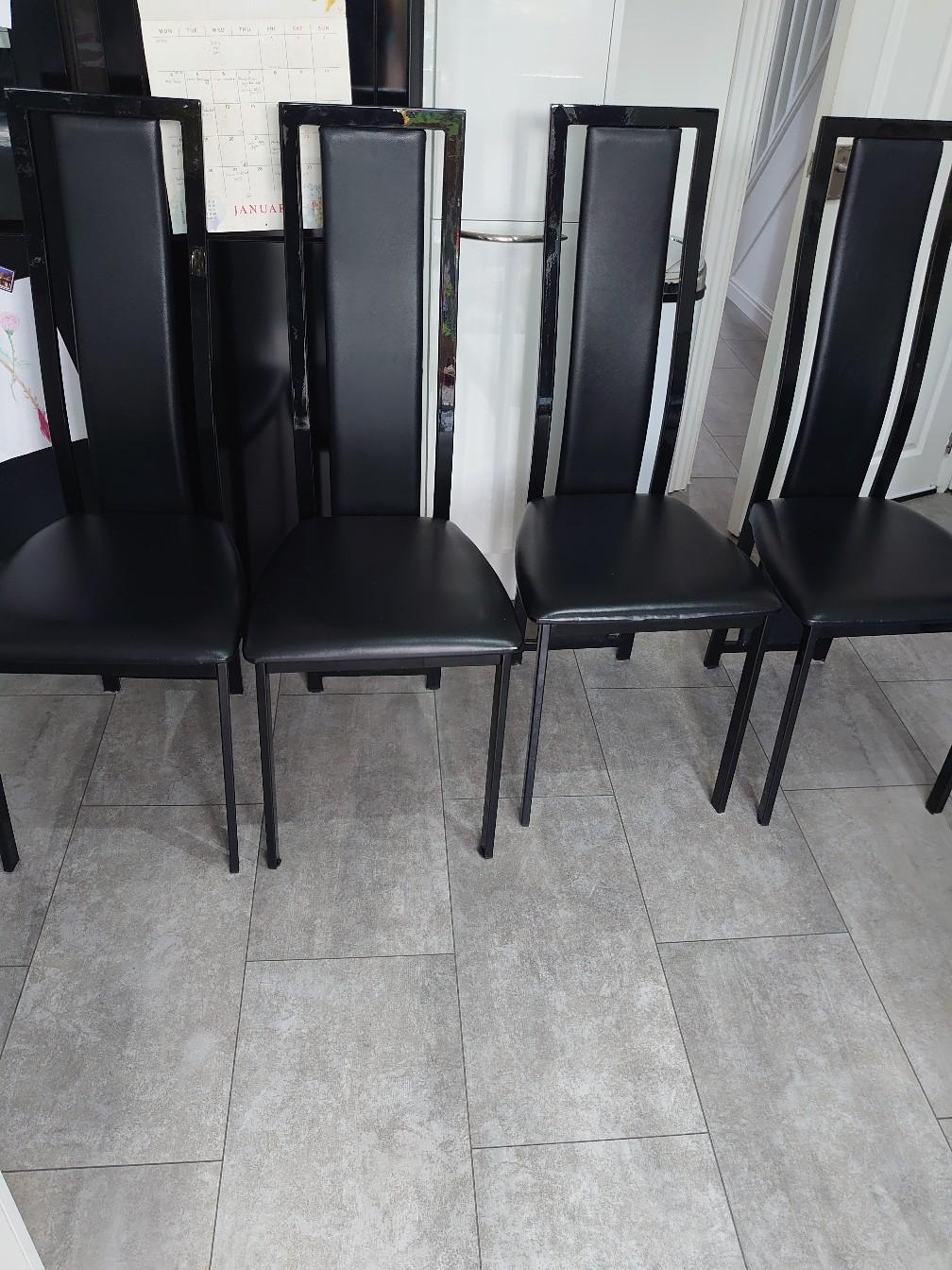 6 x tall black metal & leather dining chairs in ME4 Chatham für 40,00 ...