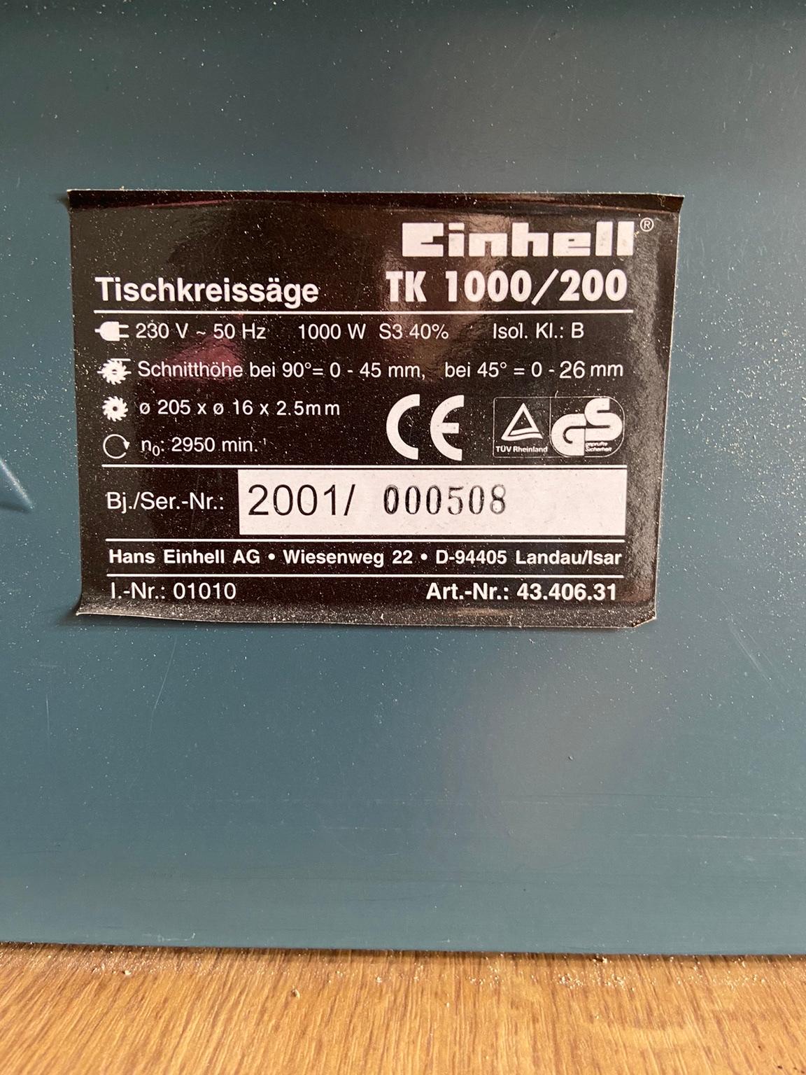 Tischkreissäge Einhell TK 1000/200 TOPZUSTAND in 6323 Gemeinde Bad ...