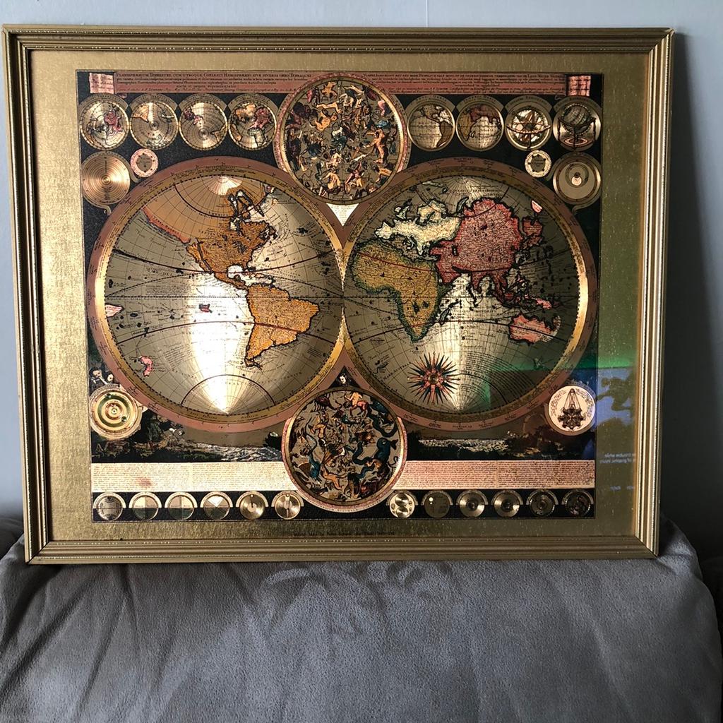 Gold leaf world map in a frame vintage in Preston für £ 35,00 zum ...